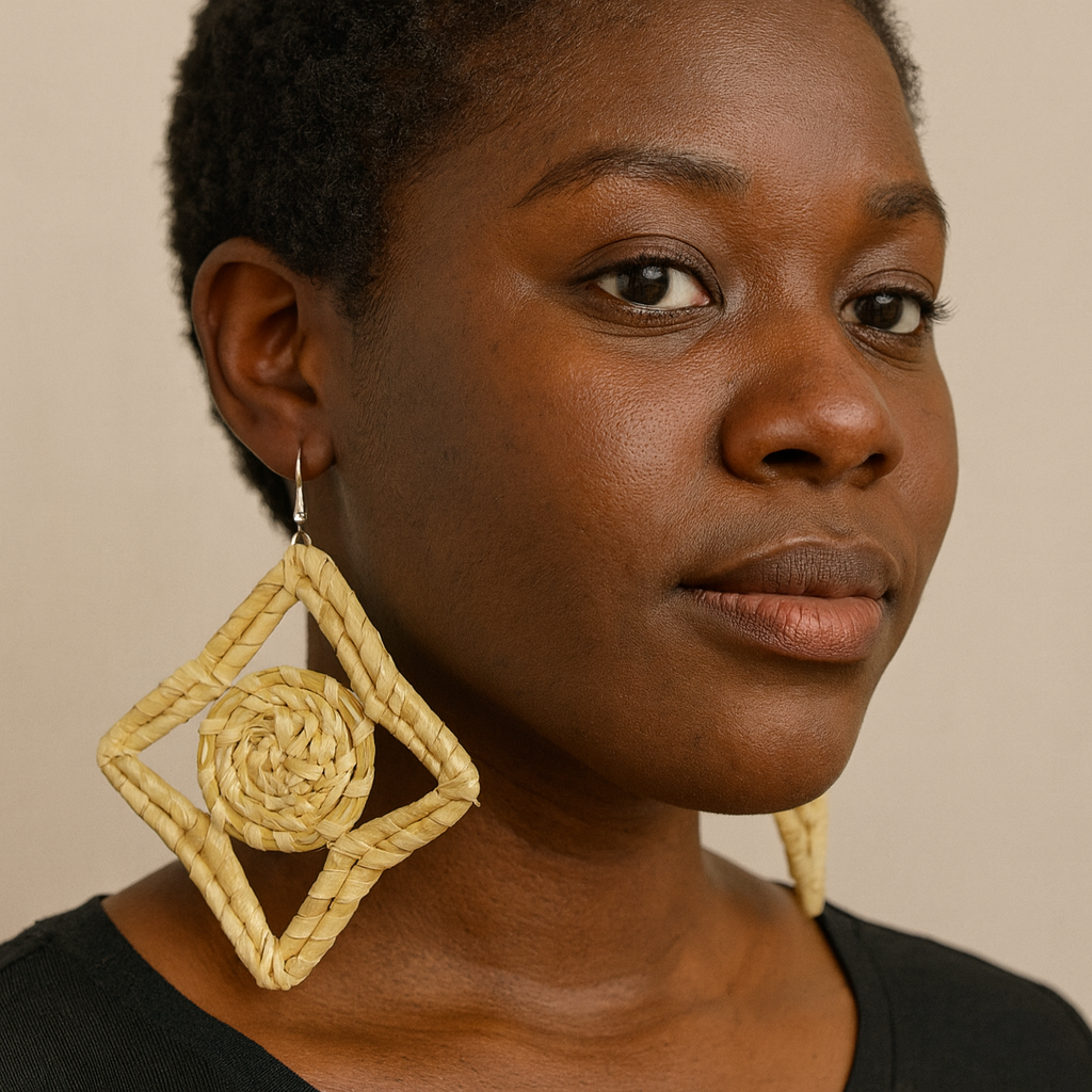 African Handcrafted Woven Star Earring | Ehi's Supply